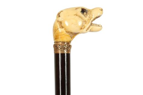 Lot 247 A Marine Ivory Handled Walking Cane 19th