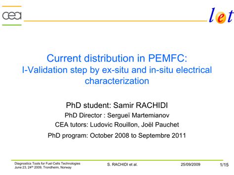 Ppt Current Distribution In Pemfc I Validation Step By Ex Situ And Powerpoint Presentation