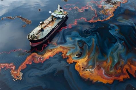 Premium Photo Oil Leak From Ship Oil Sludge Contaminating The Sea