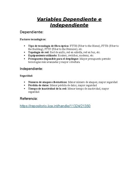 Variables Dependiente E Independiente Variables Dependiente E
