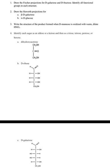 Solved Texts Show All Work 1 Draw The Fischer Projections For D Galactose And D Fructose