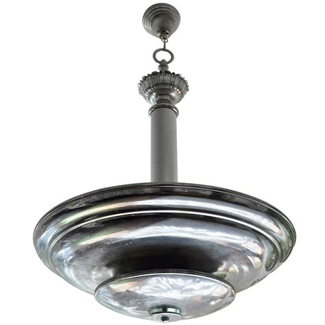Massive American Art Deco Chrome And Glass Ceiling Uplighter At 1stdibs