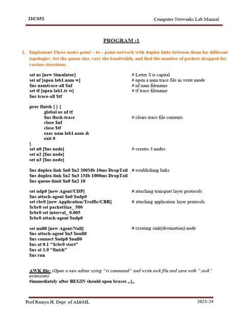 Cn Lab Manual 21cs52 Format Pdf Telecommunications Computer Science