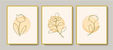 원형 모양의 현대적인 미니멀한 스칸디나비아 디자인의 Boho 미적 추상 식물 벽 예술 프리미엄 벡터