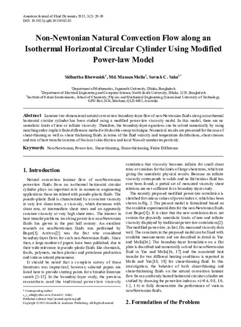 pdf non newtonian natural convection flow along an isothermal