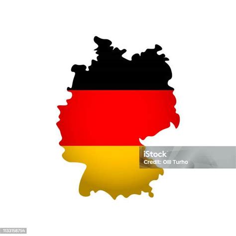 벡터 고립 된 독일 지도의 실루엣으로 단순화 된 그림 아이콘입니다 국립 독일어 깃발 0명에 대한 스톡 벡터 아트 및 기타 이미지