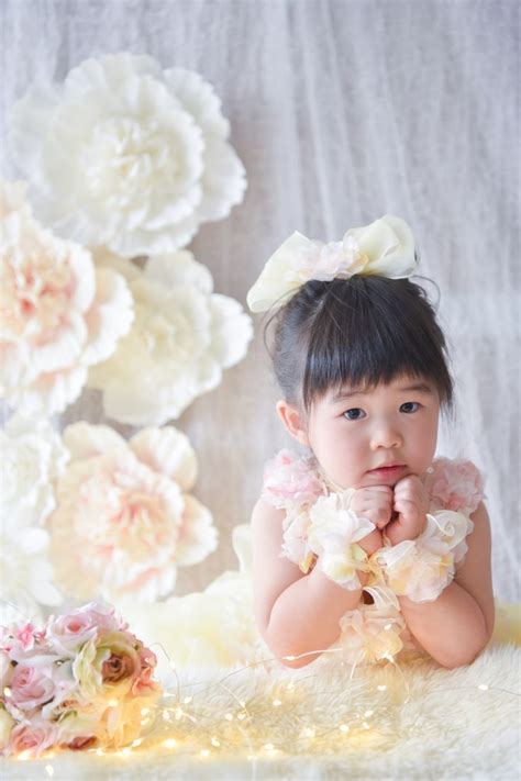 七五三 3歳 フォトスタジオミルフィーユ浦和店 フラワーガールドレス フォトスタジオ 七五三