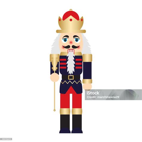 벡터 일러스트 레이 션 크리스마스 호두 까 기 인형 장난감 군인 전통적인 입상 흰색 배경에 고립 호두 까는 기구에 대한 스톡 벡터 아트 및 기타 이미지 Istock