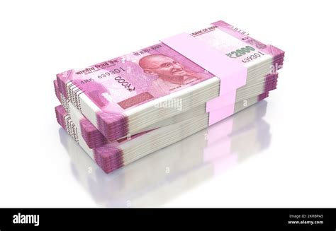 Indian Rupee 2000 Currency Note Bundles Isolated On White Background