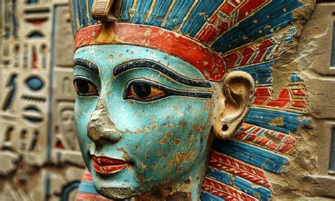 Egyptian Pharaoh Relief From Ancient Temple As In Museum Stock Footage