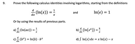 Solved Prove The Following Calculus Identities Involving