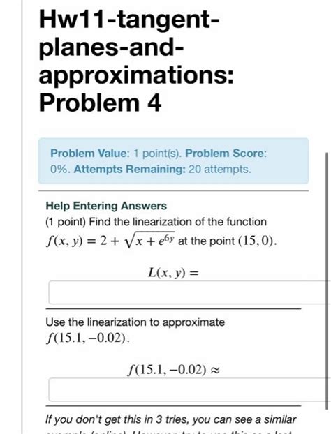 Solved Hw11 Tangentplanes Andapproximations Problem 4