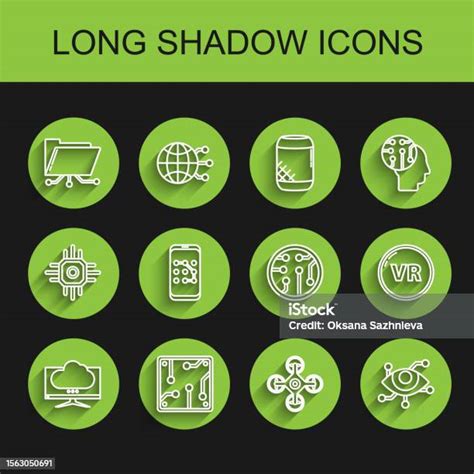 라인 컴퓨터 모니터 화면 프로세서 폴더 및 잠금 드론 가상 현실 모바일 그래픽 암호 보호 및 아이콘을 설정합니다 벡터 3차원