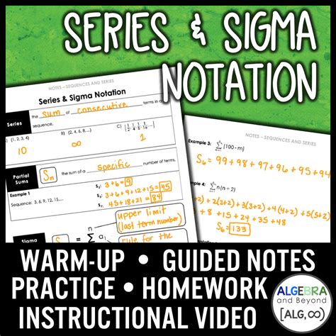 Series And Sigma Notation Lesson Video Guided Notes Homework Algebra And Beyond