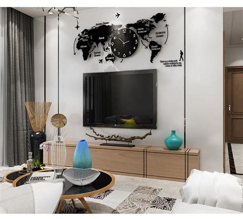 Большой карта мира настенные часы современный дизайн 3d наклейки