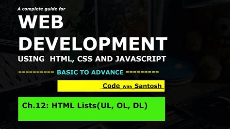 Html Lists Ul Ol Dl Youtube