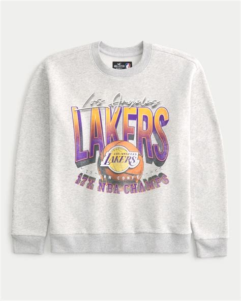 Mens Relaxed La Lakers Graphic Crew Sweatshirt Mens Tops