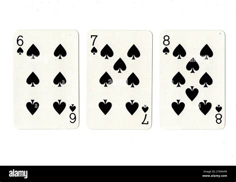 A Run Of Three Vintage Playing Cards Showing A Six Seven And Eight Of