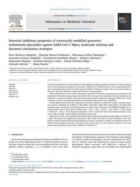 Pdf Potential Inhibitory Properties Of Structurally Modified Quercetin Isohamnetin Glucosides