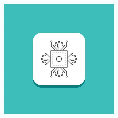 Round Button For Chip Cpu Microchip Processor Technology Line Icon