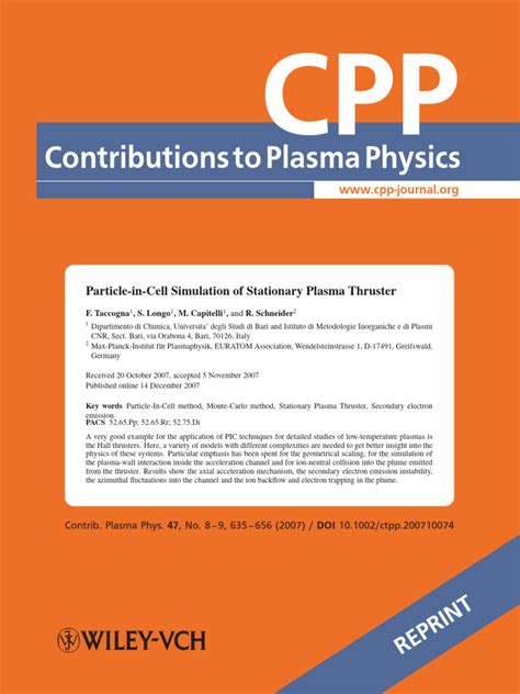 Particle In Cell Simulation Of Stationar Pdf Electron Plasma Physics