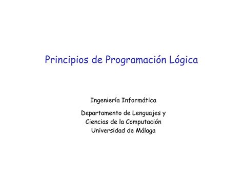 Pdf De Programación Principios De Programación Lógica