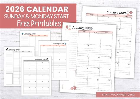 18 Of My Best Free Printable 2026 Calendars — Krafty Planner