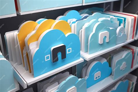 File Folders Document With Cloud Computing Technology Symbol Online Data Storage For Business