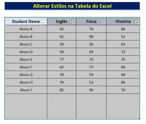 como alterar o estilo de uma tabela no excel tudo excel