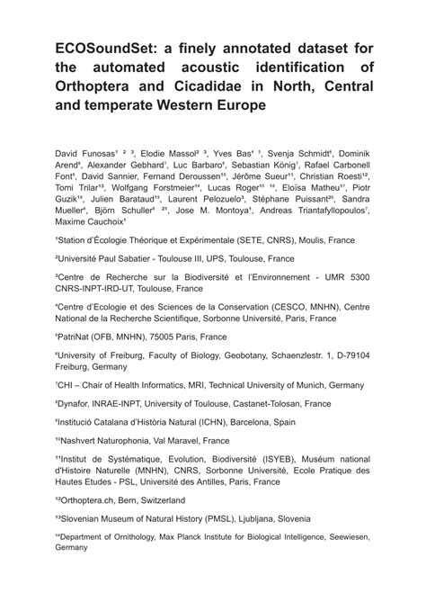 Pdf Ecosoundset A Finely Annotated Dataset For The Automated Acoustic Identification Of