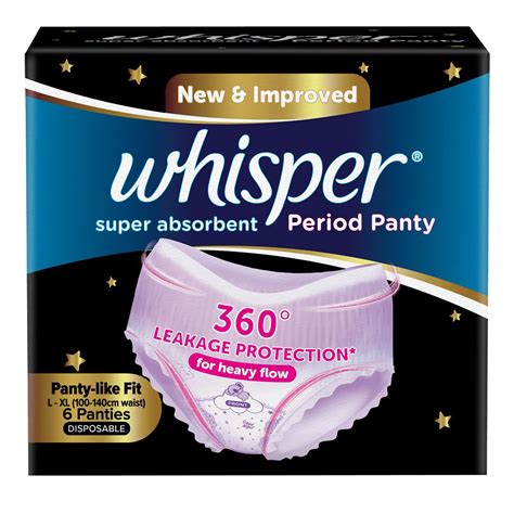 Whisper Super Absorbent Period Panty 6 L Xl Pants 360 Degree Leakage