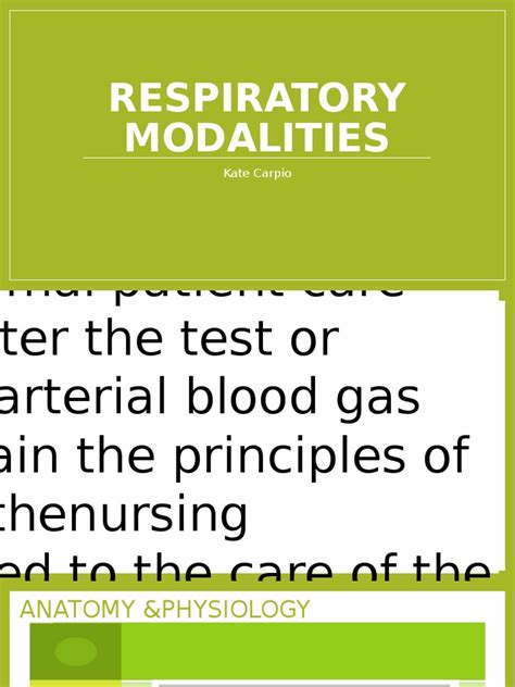 Respiratory Modalities Ppt Kate Pdf