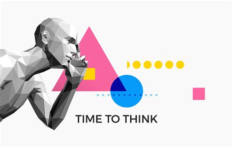 생각할 시간입니다 한 남자가 성전을 만지고 무언가를 기억합니다 조금 생각을 베고 비즈니스 프리젠 테이션 전단지 또는 포스터를위한 미니멀 한 디자인 3d 벡터