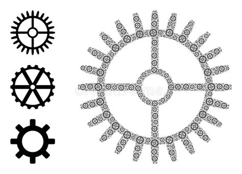 Recursive Clock Gearwheel Icon Itself Mosaic Stock Vector Illustration Of Repeating Repeat