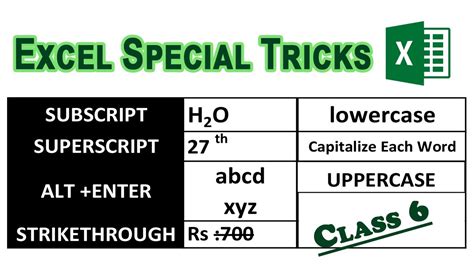 microsoft excel superscript subscript strikethrough uppercase