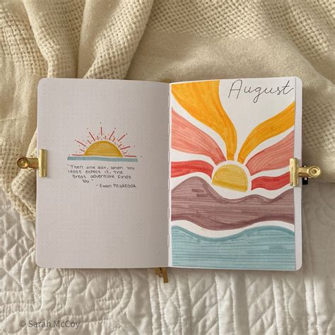 August Monthly Spread In Bullet Journal