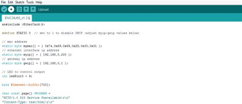 Control Led Using Arduino And Enc28j60 Ethernet Module