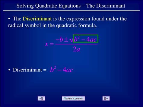 Discriminant Formula