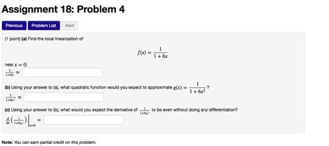 Solved Find The Local Linearization Of F X 1 1 6x