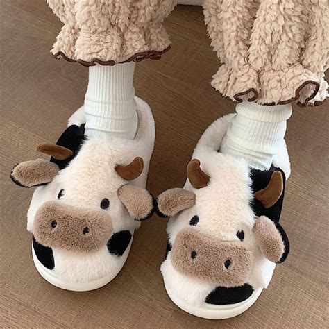 아트앤문 Art🤎presso 겨울 여성 얼룩소인형 털슬리퍼 털실내화 털신 거실화