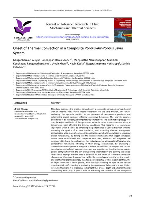 Pdf Onset Of Thermal Convection In A Composite Porous Air Porous Layer System