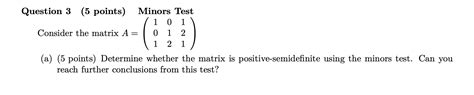 solved question 3 5 ﻿points ﻿minors testconsider the