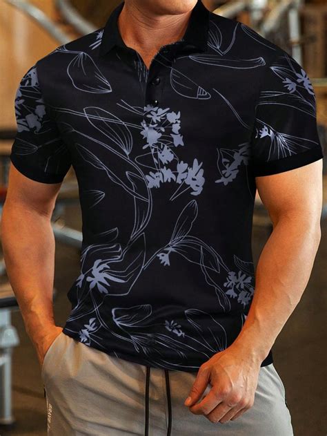 Men Floral Print Polo Shirt Printed Polo Shirts Printed Polo Mens