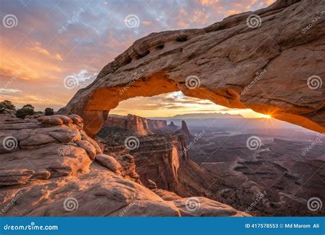 Mesa Arch Sunrise Canyonlands National Park Royalty Free Stock Image