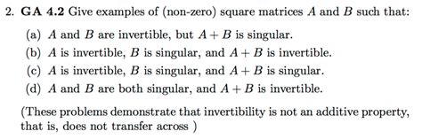 Solved Give Examples Of Non Zero Square Matrices A And B