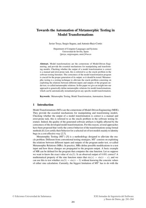 Pdf Towards The Automation Of Metamorphic Testing In Model