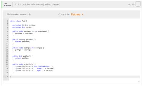 Solved 109 Lab Pet Information Derived Classes The Ba