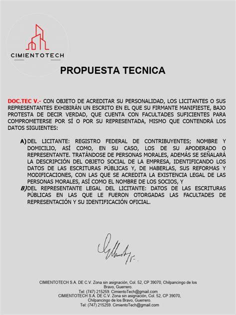Propuesta Tecnica Doc Tec V Pdf
