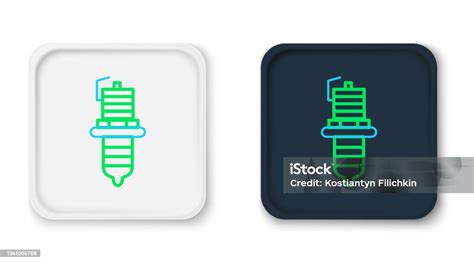 흰색 배경에 격리 된 라인 카 스파크 플러그 아이콘 자동차 전기 촛불 다채로운 개요 개념 벡터 강철에 대한 스톡 벡터 아트 및