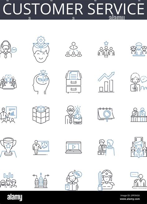 Customer Service Line Icons Collection Client Relations Customer